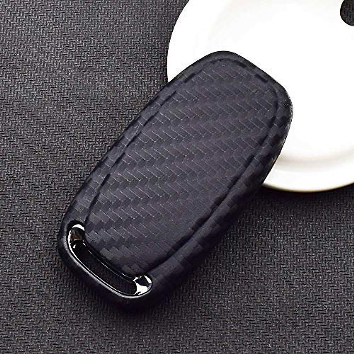 iJDMTOY Carbon Fiber Pattern Soft Silicone Key Fob Cover Case Compatible with Audi A3 A4 A5 A6 A7 A8 Q3 Q5 Q7 TT Gen1 Smart Key