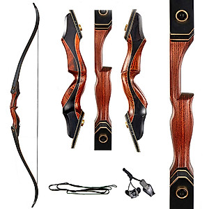 TOPARCHERY Archery 60" Takedown Hunting Recurve Bow for Adults Practice Competition Longbow with Stringer Tool Right Hand Black (40.00)