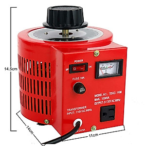 YaeCCC Voltage Transformer 10 Amp Auto AC Variable Voltage Converter,1000VA,0~130 Volt Output (1000W Max)