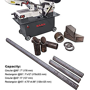 KAKA INDUSTRIAL Band Saw BS-712N, 4 step blade speeds Horizontal metal cut band saw with 1.5HP motor 115V and 230V Single phase