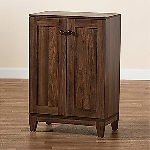 Baxton Studio Nissa Walnut Brown Finished Wood 2-Door Shoe Storage Cabinet