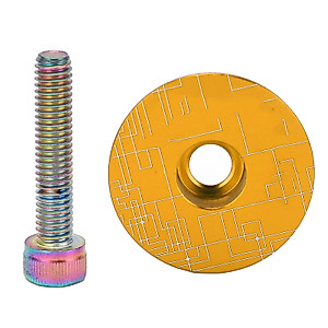 SUNGOOYUE Headset Top, 31.8mm Aluminum Alloy Headset Stem Top Cover with Bolts for Mountain Bikes Road Bikes(Yellow)