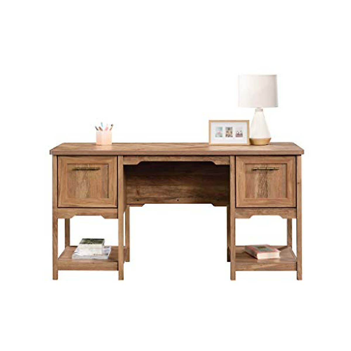 Sauder Coral Cape Desk, L: 58.62" x W: 23.47" x H: 30.0", Sindoori Mango Finish