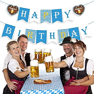 DodelyGz Oktoberfest Birthday banner,German Oktoberfest Theme Birthday Party Decoration Beer Festival Birthday Party Accessory