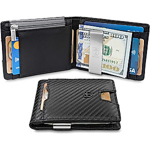 TRAVANDO Mens Slim Wallet with Money Clip NEW YORK - RFID Blocking Credit Card Holder with Coin Pocket for Men with Gift Box