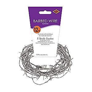 Beistle Silver Barbed Wire Garland 12-Feet Long (1-Unit)