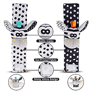 Avos-Deals-Global Baby Rattle Socks Wrist Strap Rattles Set, Cute Baby Animal Development Toy Gift for Newborn Babies, Black and White Foot Finder Sensory Set…