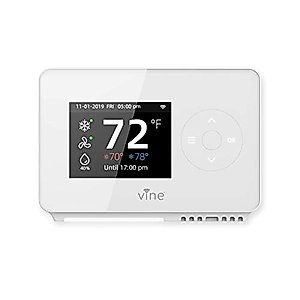 Vine Smart Wi-Fi 7 Day/8 Period Programmable Thermostat Model TJ-225B, New Generation, Compatible with Alexa and Google Assistant, Energy Star Certificate, C Wire Require, White