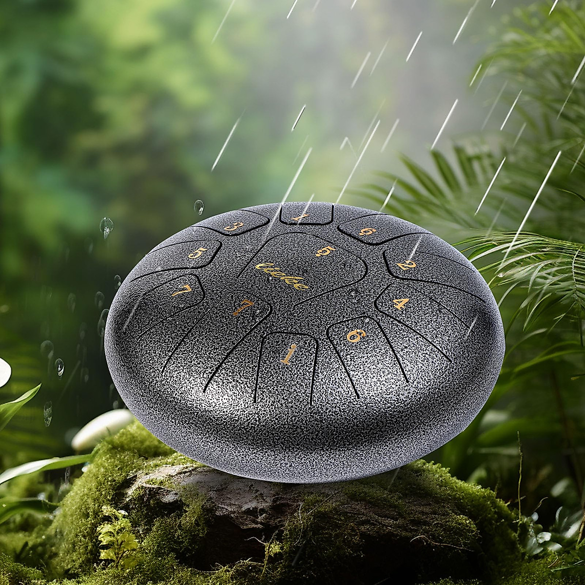 LIEKE Steel Tongue Drum 10 Inch 11 Notes C Key for Rain Yoga Meditation Sound Healing, handpan Drum Percussion Instrument for Kids Adults With Drum Bag Songbook(sliver)