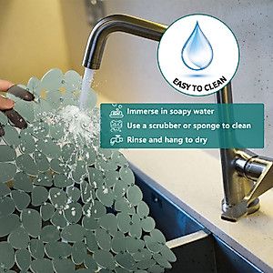 Yiter Sink Mat, 2Pcs Adjustable PVC Pebble Sink Protector for Stainless Steel or Porcelain Sink, Dish Drying Mat for Bathroom Kitchen Sink Countertop, 15.8 x 12 inch (2, Green)