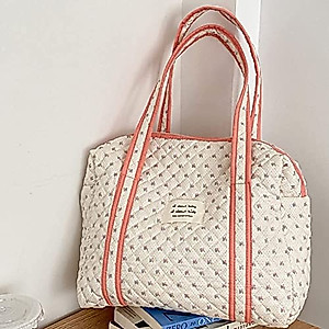 AMAPT Cotton Tote Bag Shoulder Bag Handbag Satchel Purse Cute School Bag (Color : A02-floral Print)