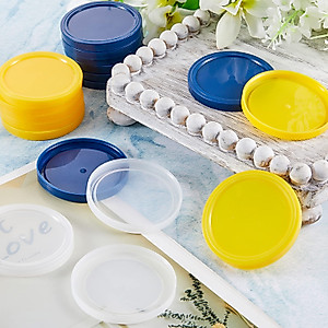 Tessco 24 Pieces Yogurt Jar Lids 2.64 Inches Plastic Replacement Lids Covers Yogurt Canning Lids Yogurt Container Lids Compatible with Oui Yogurt Jars for Cookie Coffee Supplies Glass Jars Containers