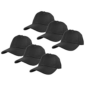 Gelante Plain Blank Baseball Caps Adjustable Back Strap Wholesale Lot 6 Pack - 001-Black-6Pcs
