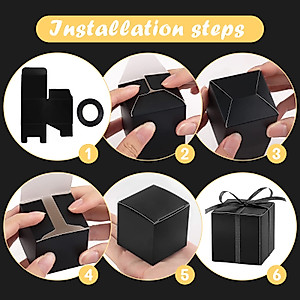 Hooqict Small Gift Boxes for Presents 100pcs 2x2x2 inches Black Favor Boxes Paper Gift Boxes with Ribbons Candy Boxes Party Favors for Wedding Baby Shower Birthday Party Ornament