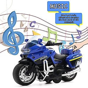 YA LE MING Die-Casting Motorcycle Toys,with Light and Music Toys Motorcycle Model, Toy Motorcycle for Kids 3-9 (Blue)