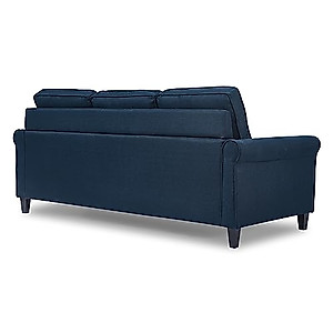 Serta Harmon Reversible Sectional Sofa, Modern L-Shaped Couch for Small Spaces, Soft Fabric Upholstery, Rolled Arm, Blue