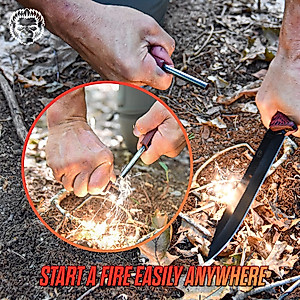 Holtzman's Gorilla Survival 'Mandrill' Fixed Blade Hunting Knife with Sheath, Fire Starter, G10 Scraper & Paracord (Red+Black)