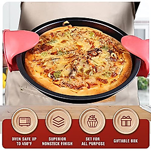 KITESSENSU Baking Pans Sets, Nonstick Bakeware Set 7-Piece with Round/Square Cake Pan, Loaf Pan, Muffin Pan, Cookie Sheet, Roast Pan, Cooling Rack, Carbon Steel Bake Set