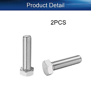 Yinpecly M14-2 x 55mm Hex Bolt Hex Flat Head Cap Bolts Screws for High-pressure Flow Pump Impellers Silver 2pcs