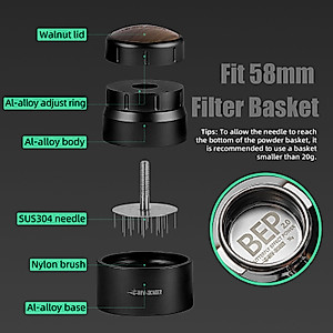 MHW-3BOMBER 58mm Espresso WDT Tool, Professional Coffee Distributor Tool for Baristas with Clean Base, All-in-one Coffee Powder Stirring Tool - Espresso Machine Accessories, T6021B