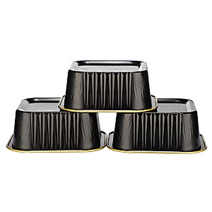 EUSOAR Cupcake Liners with lids, 5oz 50pcs Square Disposable Desserts Flan, Baking Cups with Lids, Aluminum Foil Cupcake Flan, Muffin Liners, Custard Cake Cups, Catering Gathering Favor-Black Gold