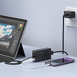 65W Surface Pro Charger Compatible with Microsoft Surface Pro 9, 8, 7+, 7, 6, 5, 4, 3, X, Windows Surface Laptop 5, 4, 3, 2, 1 Studio, Surface Go Tablet, Surface Book 3, 2, 1, Works with 44W&36W&24W