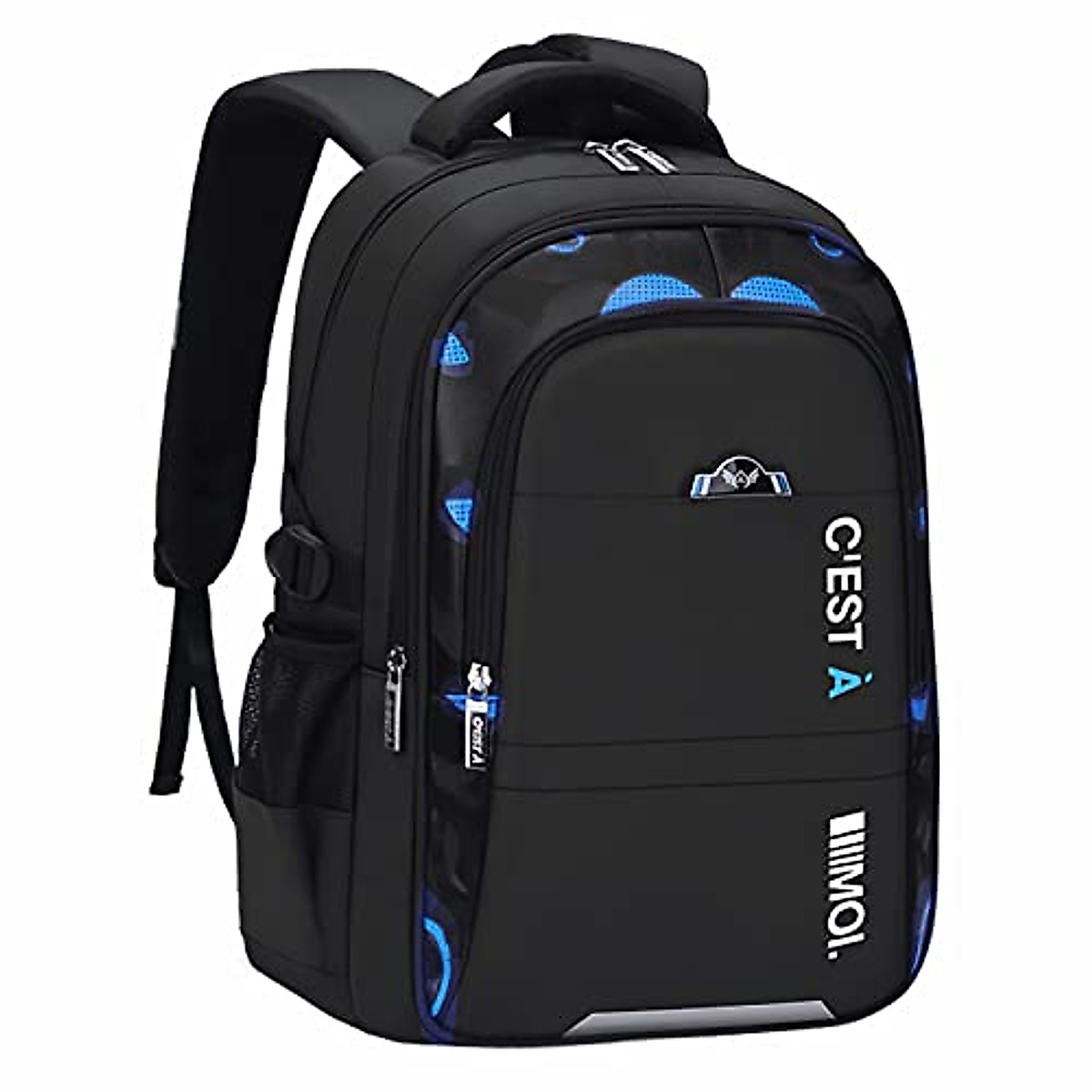 HANXIUCAO Backpack for Boys Wear-Resistant Hidden Pocket on Back Large Capacity Book bags Primary Middle School (Black)