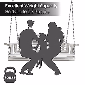 Porch Swing Outdoor, 5.5 FT Wooden Hanging Swing Bench with Cupholders and Hanging Chains Adults Heavy Duty 800lbs Capacity for Front Porch Garden Deck Patio Backyard Balcony