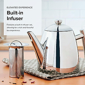 Frieling 18/8 Stainless Steel Teapot with Infuser, Tea Warmer with Teapot Infuser for Loose Tea, 34 Ounces