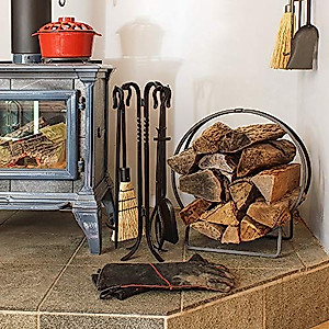 Minuteman International Shepherd's Hook I, 26-in 5-Piece Fireplace Tool Set,WR-21-26,Black