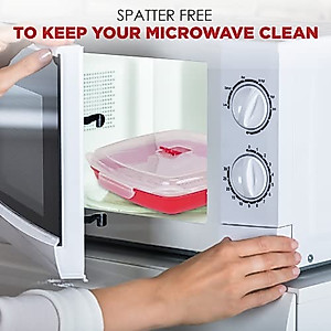 Microwave Vegetable Steamer for Cooking Food Basket Rice Veggie Microwavable Cooker Pot Exultimate