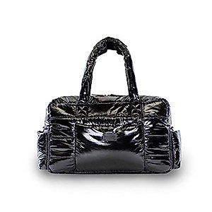 7AM Voyage Baby Diaper Bag – SoHo Satchel Large Waterproof Diaper Bag Tote with Stroller Straps, Multifunctional Gym Bag & Travel Tote Bags with Padded Straps Includes Changing Pads | (Black Polar)