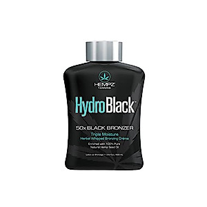 HEMPZ Hydroblack 50X Black Bronzer - Herbal Moisturizing Self Tanning Lotion for Tanning Beds, Beach, Sun 13.5 Fl OZ