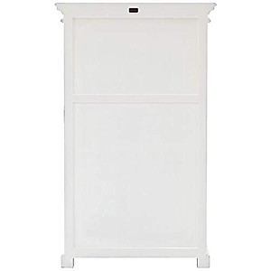NovaSolo Halifax Pure White Mahogany Wood Storage Cabinet/Pantry Unit With Glass Doors And 6 Shelves