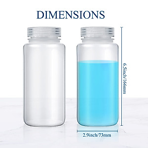 Hoolerry 20 Pcs Plastic Sample Bottles 16oz/ 500ml Laboratory Grade Polypropylene Wide Mouth Reagent Bottles Clear Liquids Storage Bottles with Lids Leak Proof Containers for Lab Classroom