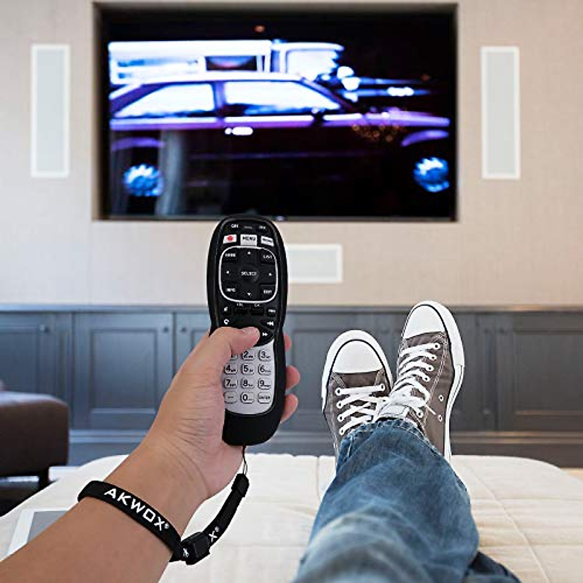 2-Pack AKWOX Silicone Protecitve Case for DirecTV RC73 Remote Control, Anti-Slip with Lanyard Shockproof Case Cover Compatible with DirecTV RC70,RC70H,RC71,RC71H,RC72,RC73B