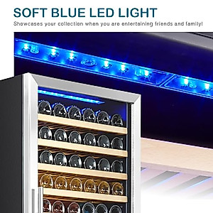 Kalamera 157 Bottle Freestanding Wine Cooler Refrigerator With Stainless Steel, triple-layered Tempered Glass Door, Electronic One-Touch Control with LED Display Wine Fridge