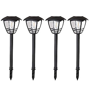Maggift 4 Pack Vintage Solar Pathway Lights LED Bulbs Solar Powered Garden Walkway Lights for Outdoor Lawn, Patio, Yard, Walkway, Driveway , 15 Lumen
