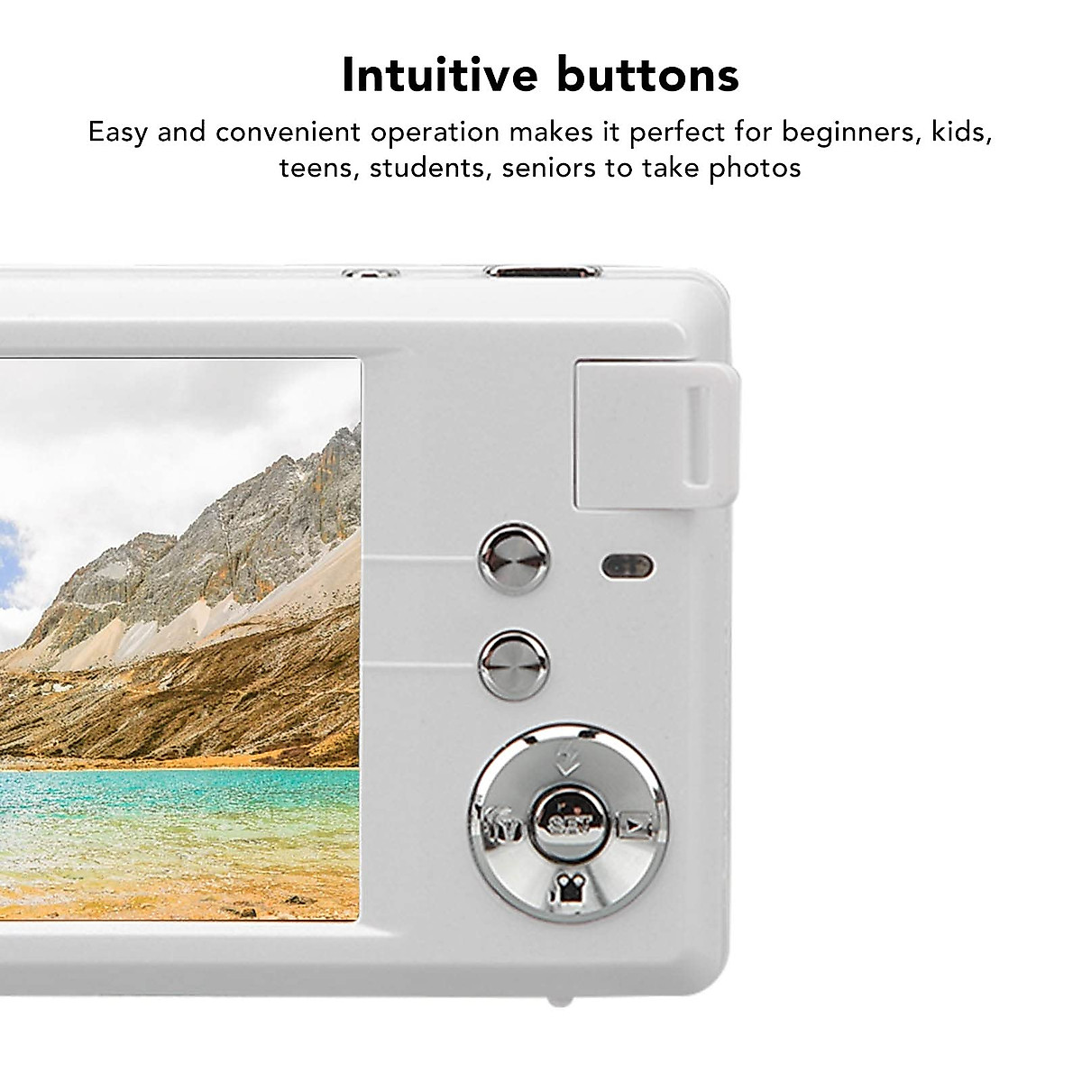 HD 4K Digital Camera for YouTube, 48MP 16X Zoom Vlogging Camera Anti Shaking Small Compact Camera with Wide Angle Lens & Fill Light & Flip Screen for Photography and Video (White)