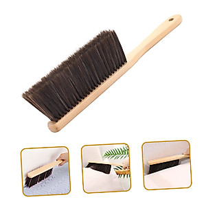 ULTECHNOVO Hand Broom Brush, 3pcs Hand Broom with Wood Handle, Horse Hair Brush Broom Handheld Dust Brush Cleaning Brush Soft Whisk Broom for Counter, Furniture, Carpet