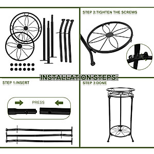 Plant Stands Indoor Outdoor, Metal Multiple Potted Plant Rack Holder, 2 Tier Tall Patio Flower Pot Stand for Corner, Anti-Rust 20.3" (Black)