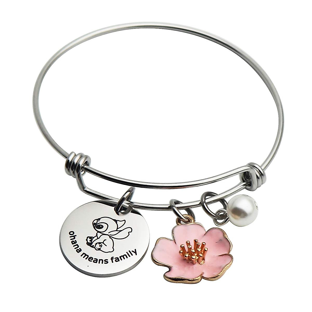 Ohana Means Family Bracelet Family Member Gift Hawaiian Bracelet Ohana Charm Bracelet Ohana Necklace for Women (Ohana means family)