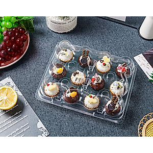 NPLUX 12 Count Mini Cupcake Containers 20 Pack Cupcake Holder with Detachable Tall Dome Lids Mini Plastic Stackable Cupcake Boxes for 240 Cupcakes, BPA Free