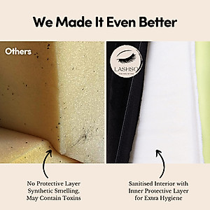 Ergonomic Lash Pillow for Lash Extensions - Memory Foam Lash Pillow with Velvet Pillowcase - Comfy Lash Neck Pillow, Eye Lash Pillow, Sturdy Head Pillow For Eyelash Extension Bed