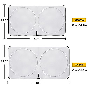 Windshield Sun Shade - Car Sun Shade Windshield, Foldable UV Ray Reflector Car Shade Front Windshield, Sun Visor for Car Keeps Your Vehicle Cool, for Most Sedans SUV and Trucks - Large 63 x 35.5 in