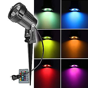 OurLeeme Lawn Flood Light Stake, 2-in-1 Waterproof Outdoor Remote Control Landscape Lighting Spotlight Wall Light for Yard Garden Driveway Pathway Pool