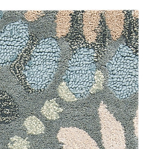 SAFAVIEH Jardin Collection Area Rug - 10' x 14', Grey & Blue, Handmade Floral Wool, Ideal for High Traffic Areas in Living Room, Bedroom (JAR455A)