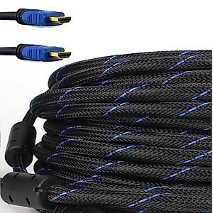 CableVantage Premium HDMI Cable 100FT for TV HDTV 3D DVD PS4 LCD HD TV 1080P v1.4 High Speed Braided Nylon HDMI Cable White Ethernet & Audio Return,PS3/PS4