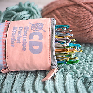 Boye OCD Fabric Crochet Storage Bag with Zipper, 5.75" x 7", Multicolor