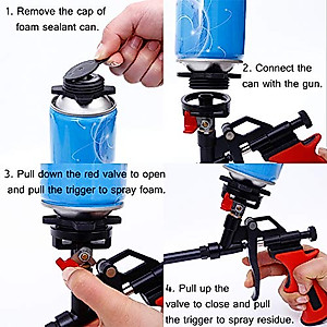 DAFEIKE Spray Foam Gun Expanding Foam Gun Less Cleaner, Updated Teflon Pro Foam Dispensing Gun, Insulating Foam Sealant Sprayer, Pu Foaming Applicator for Caulking and Insulation